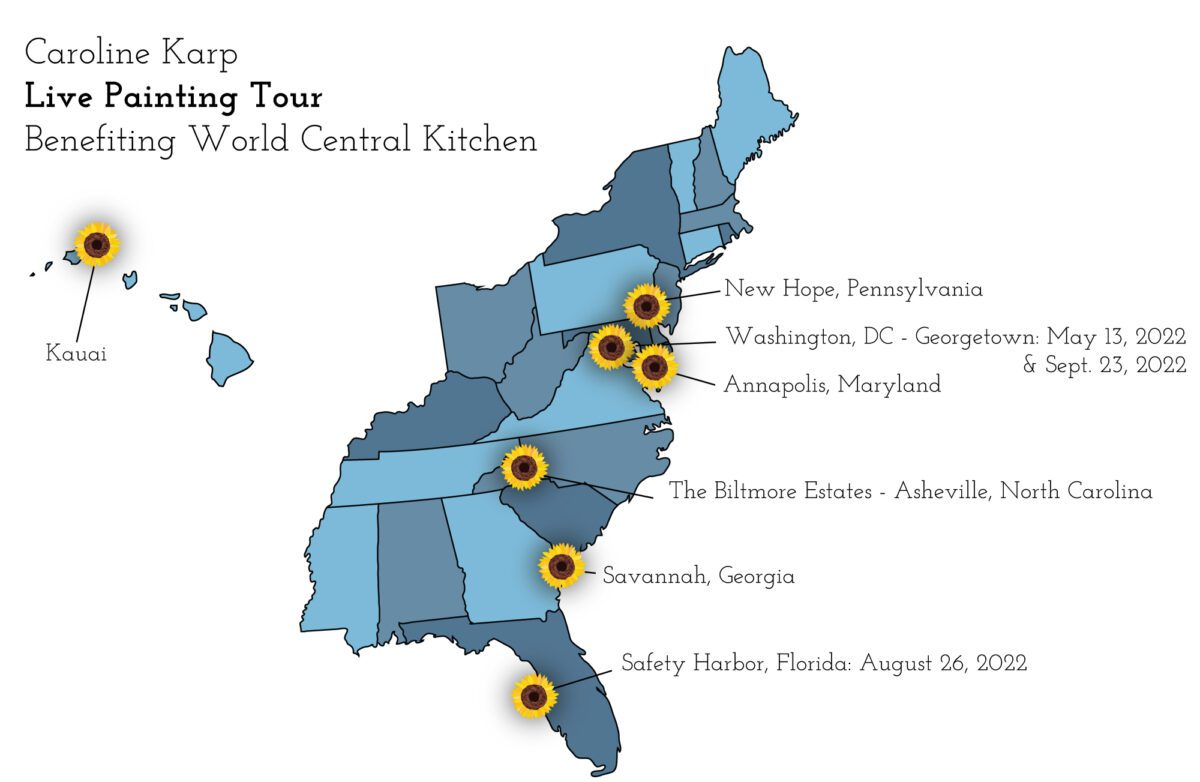 Map-with-Sunflowers | Caroline Karp Artist